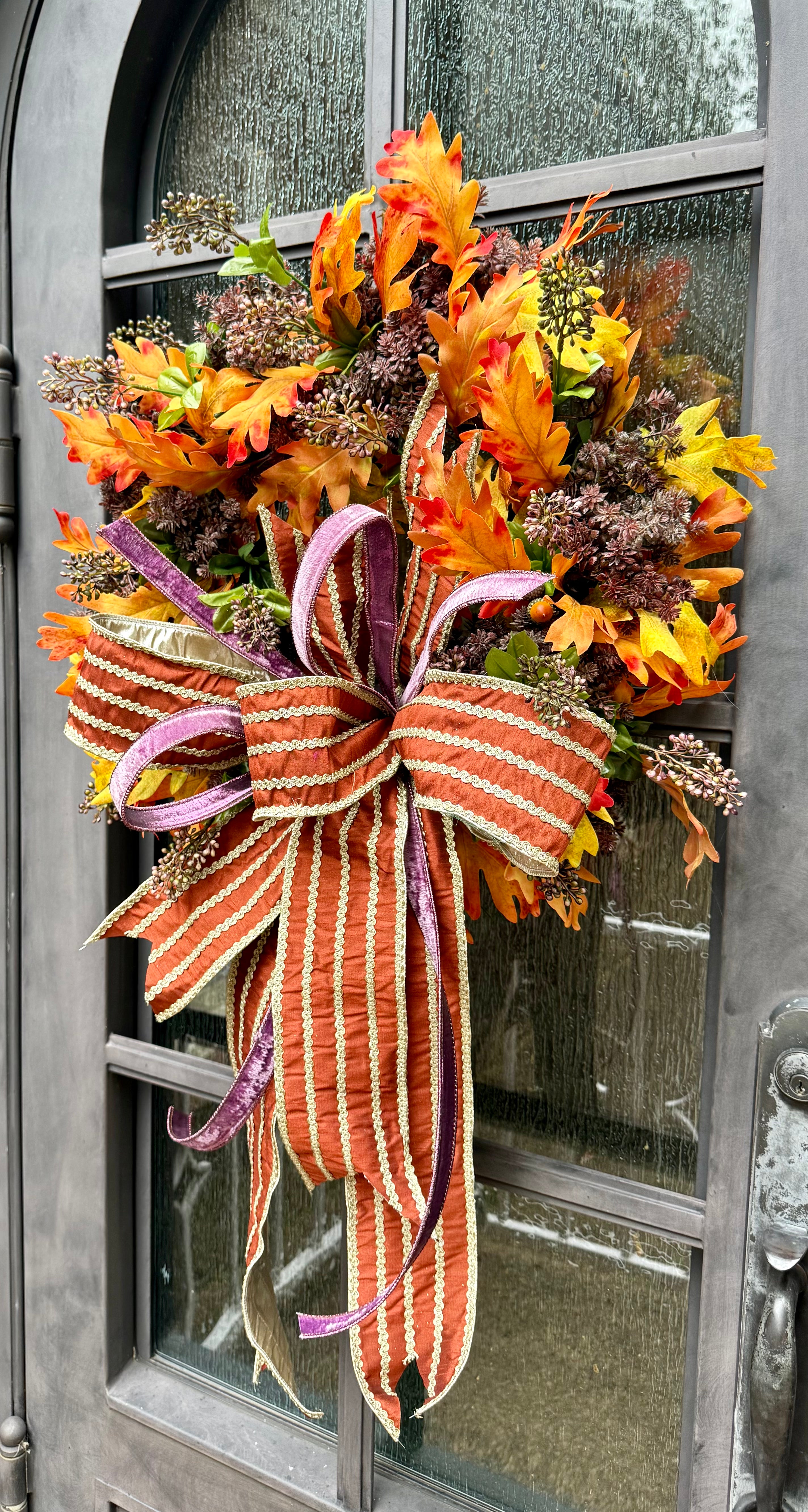 A touch of purple for fall! Handmade fall wreath with sedums in it. An – John Mark's