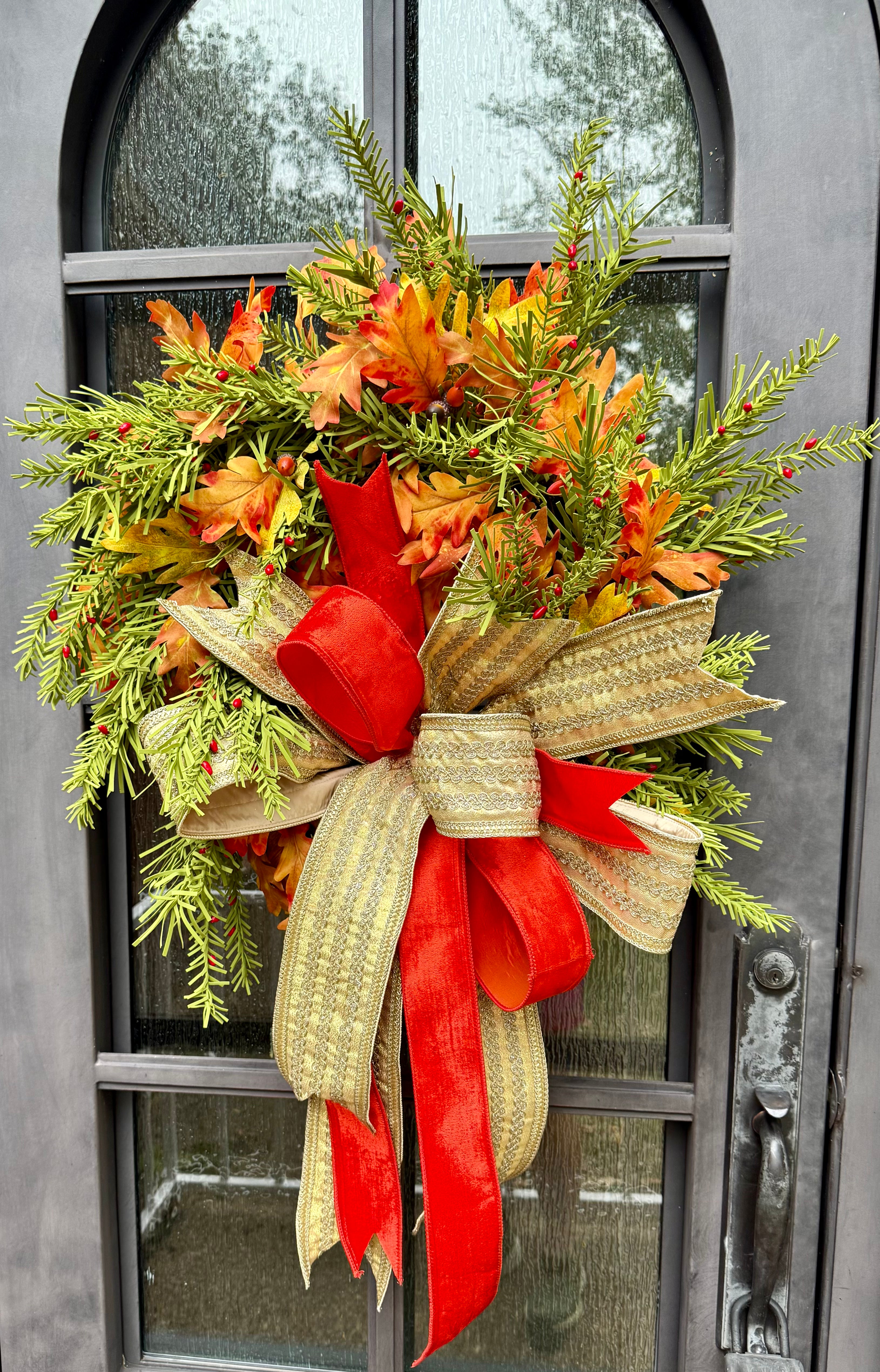 Glamorous fall wreath. Handmade wreath by JME paired with a beautiful – John Mark's