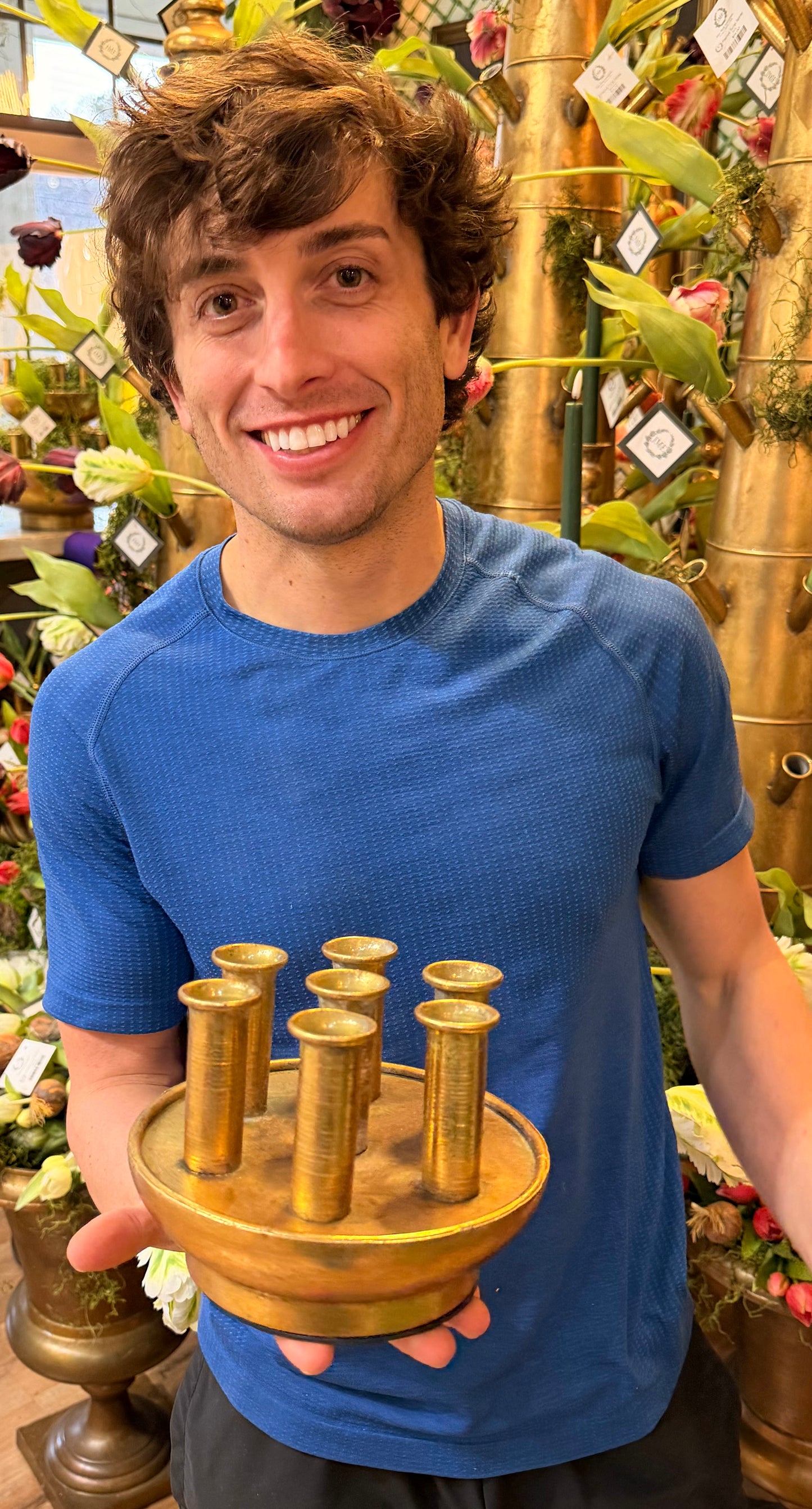 Gold Round Metal Tulip Vase 5.5"x 5.5" – John Mark's