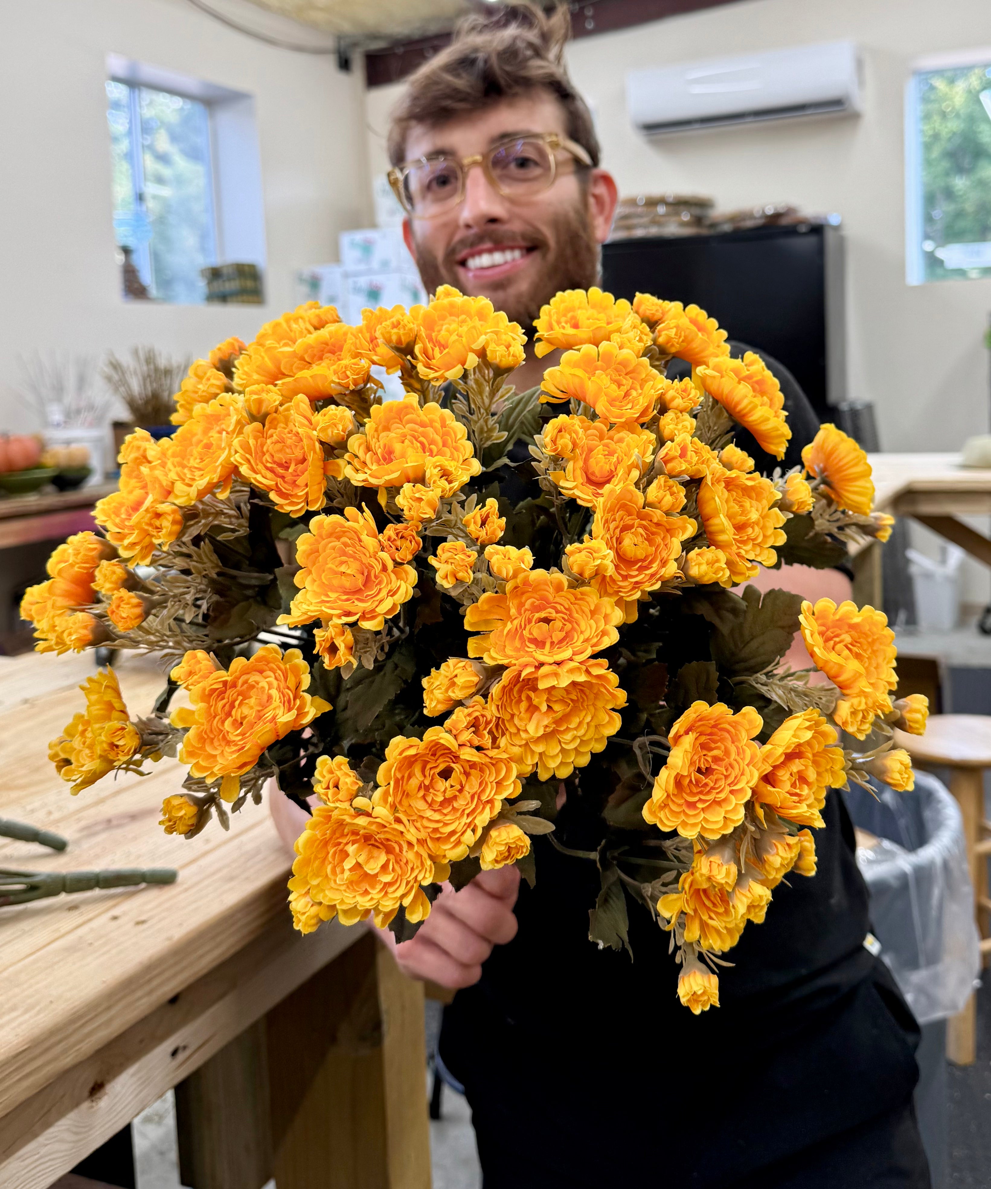 Yellow Faux mum bush. 16in – John Mark's