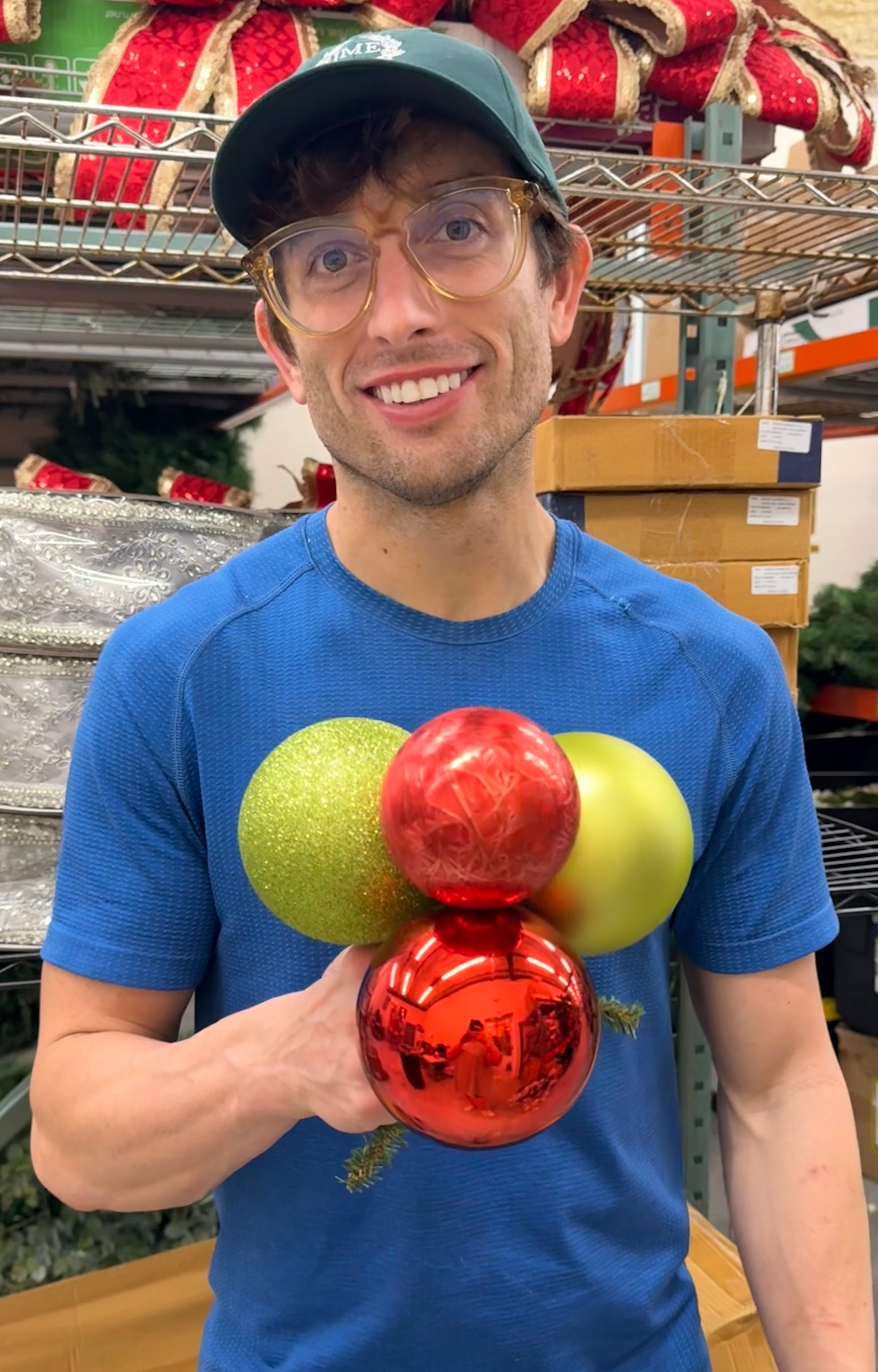 Red and lime pre wired cluster of ornaments – John Mark's