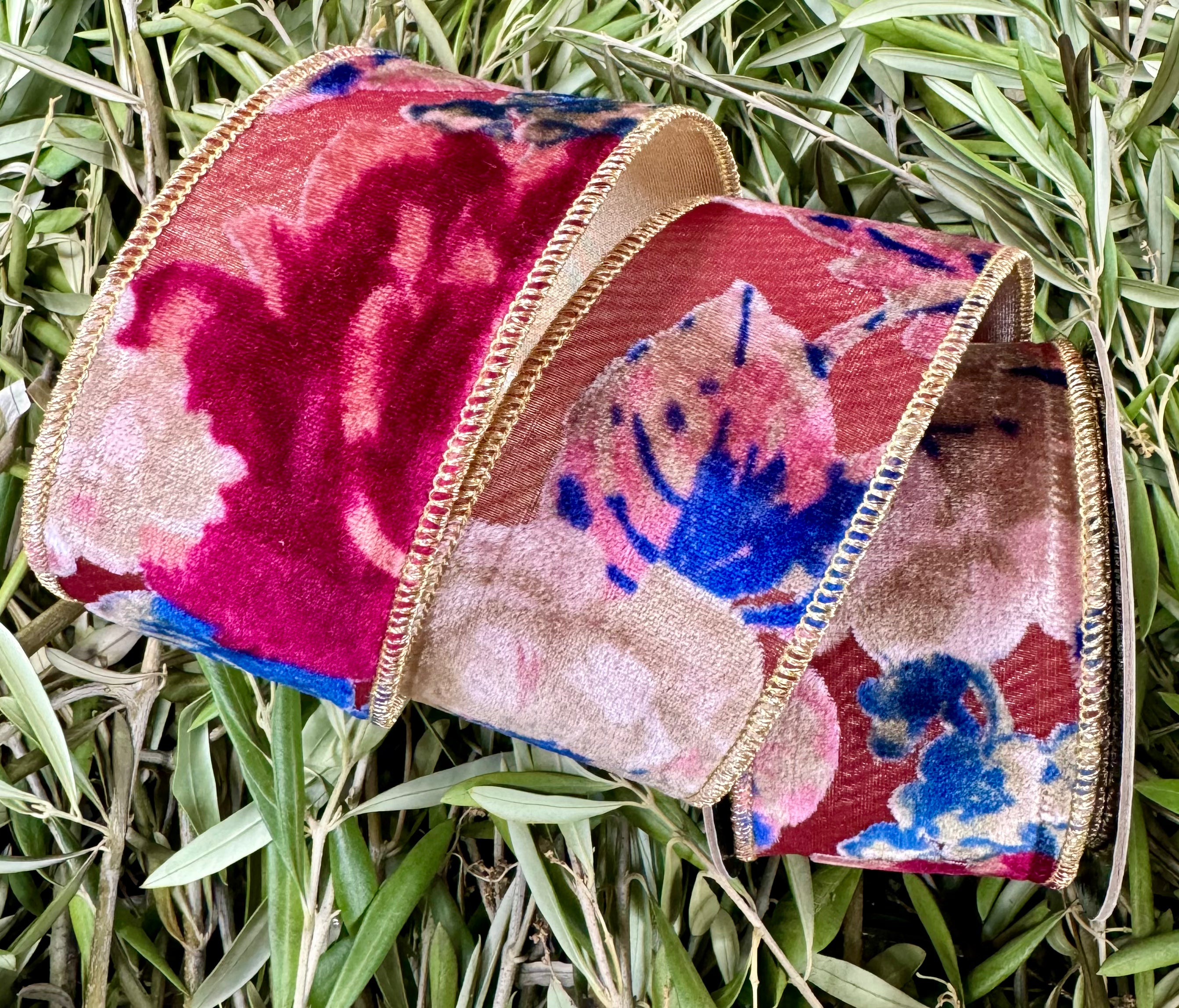 Sheer muted Rose with Diagonal Gold Thread Woven in and Gold Back; has ...